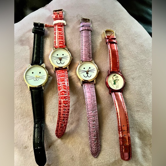 Accessories | Vintagerarebundle Of Four Cat Lovers Untested Watches ...